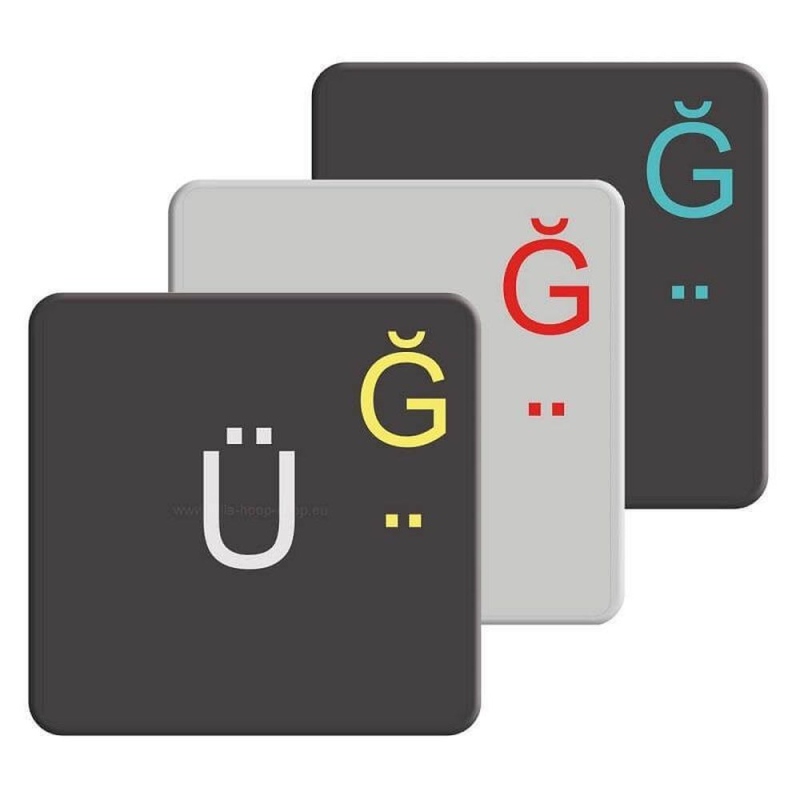 Turkish keyboard stickers transparent, size 14x14mm